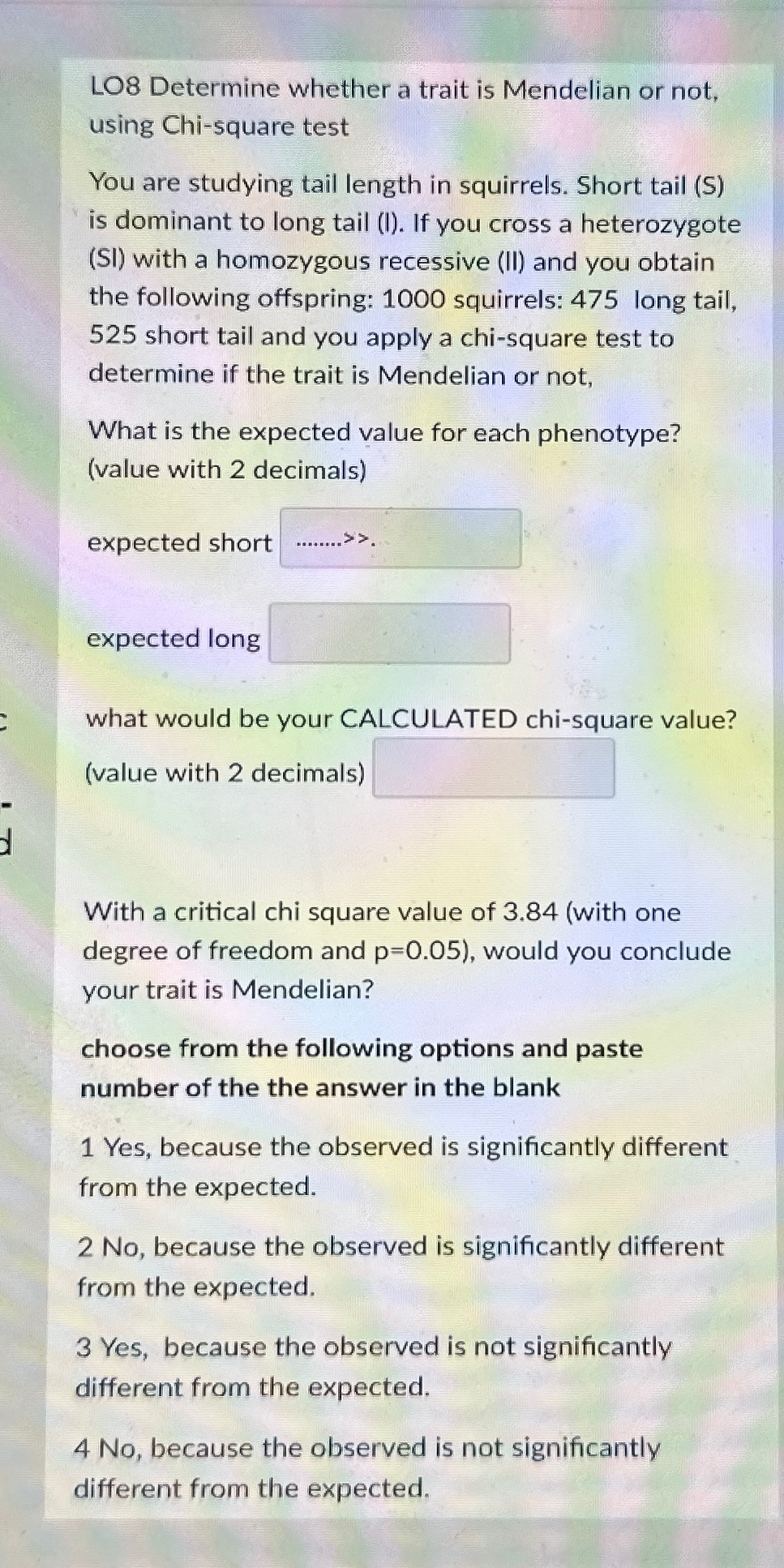 Solved LO8 ﻿Determine whether a trait is Mendelian or not, | Chegg.com