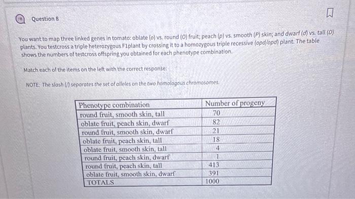 Solved You want to map three linked genes in tomato: oblate | Chegg.com