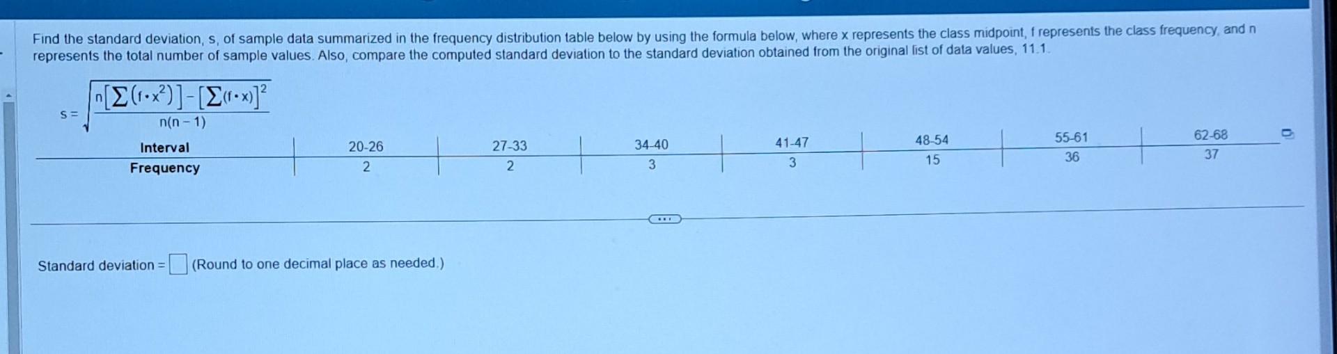 Solved represents the total number of sample values. Also, | Chegg.com