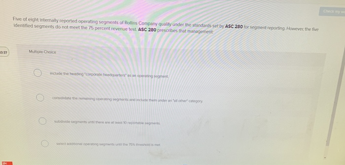 Solved Ceck y Five of eight internally reported operating | Chegg.com