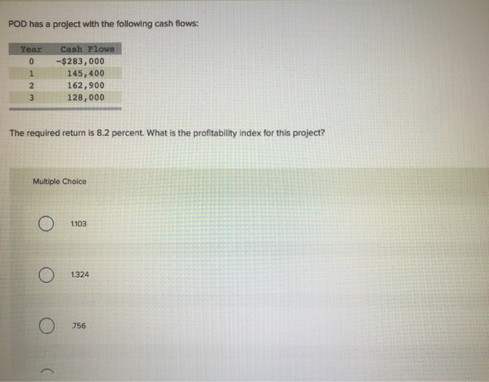 Solved POD has a project with the following cash flows: Year | Chegg.com
