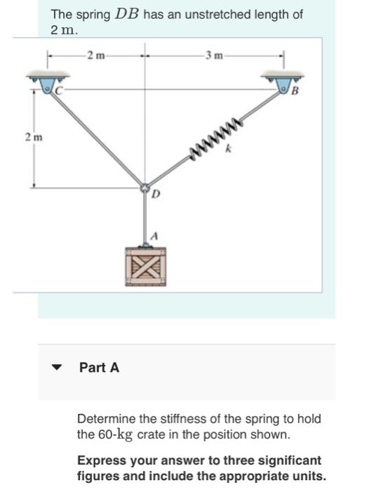 Solved The spring DB has an unstretched length of 2 m. Part | Chegg.com