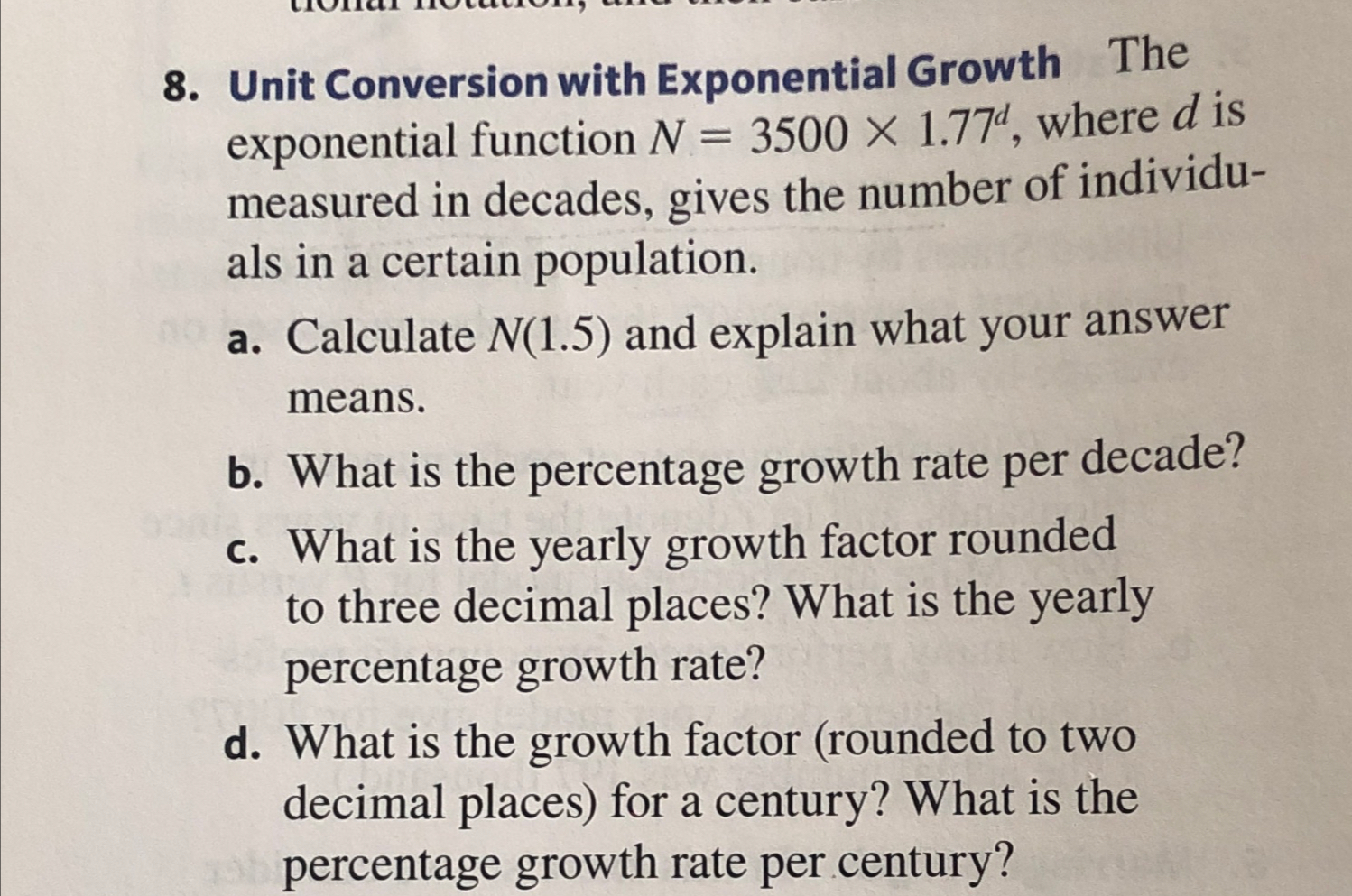 Solved Unit Conversion with Exponential Growth The | Chegg.com