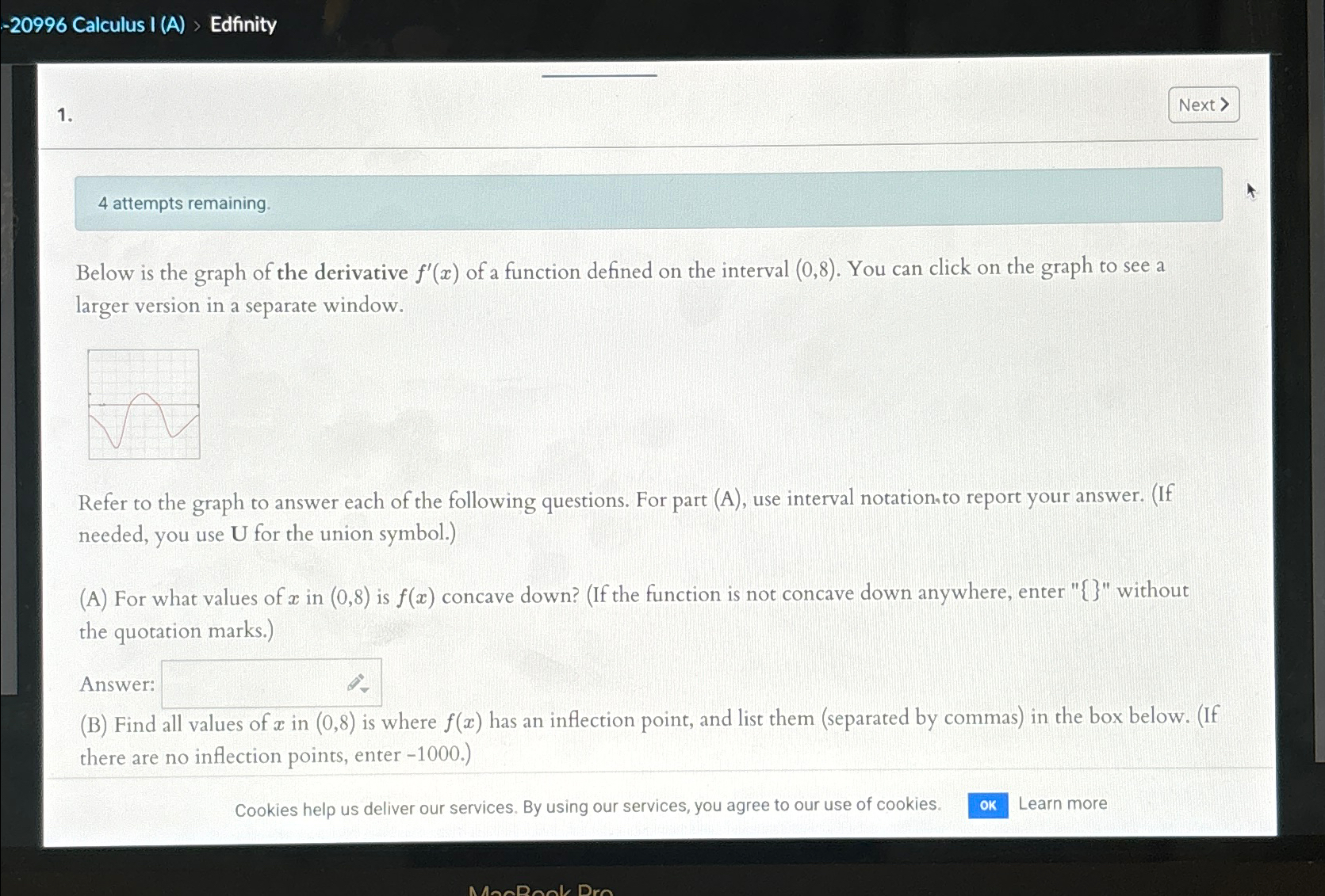 -20996 Calculus I (A) > Edfinity\\n1.\\n4 attempts | Chegg.com