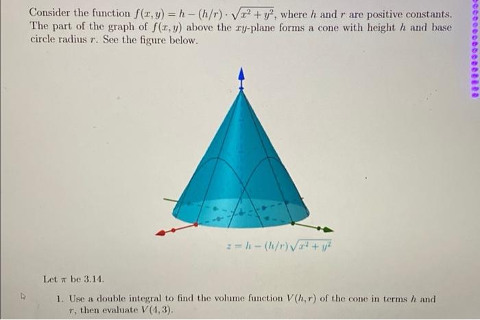 Solved use a double integral to find the volume function | Chegg.com