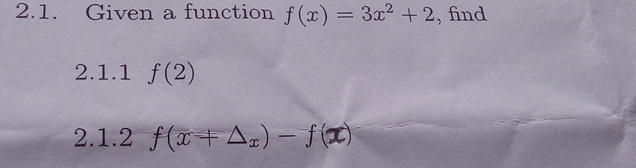 Solved 2.1. ﻿Given a function f(x)=3x2+2, | Chegg.com