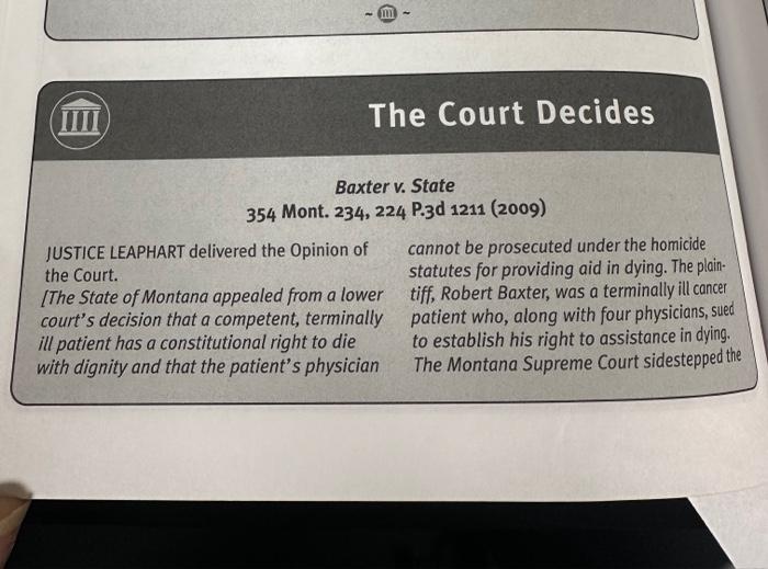 The Court Decides Baxter v. State 354 Mont. 234, 224 | Chegg.com