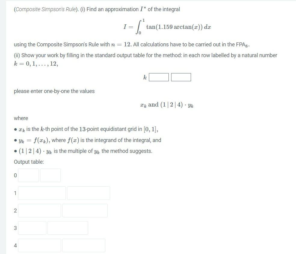 Solved (Composite Simpson's Rule). (i) Find an approximation | Chegg.com