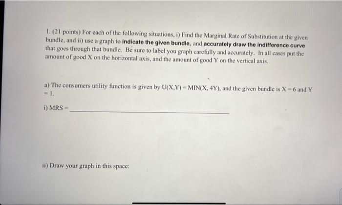 Solved 1. (21 points) For each of the following situations, | Chegg.com