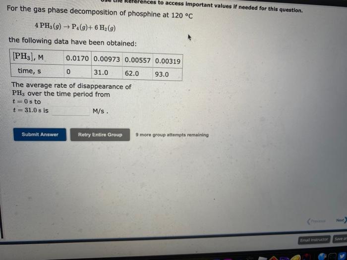 Solved For the gas phase decomposition of phosphine at 120∘C | Chegg.com