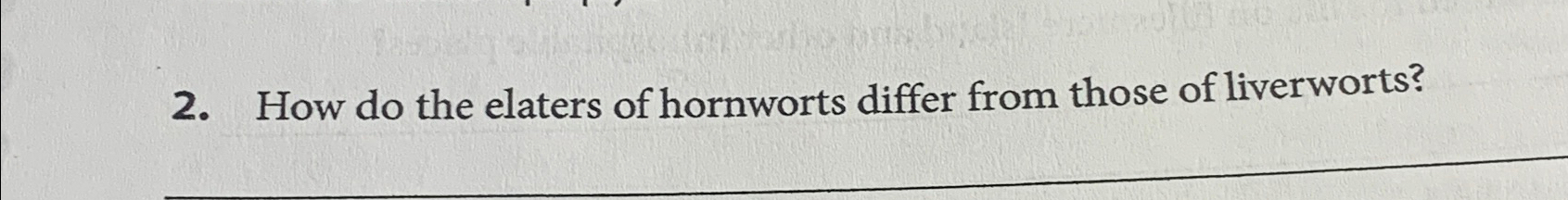 Solved How do the elaters of hornworts differ from those of | Chegg.com