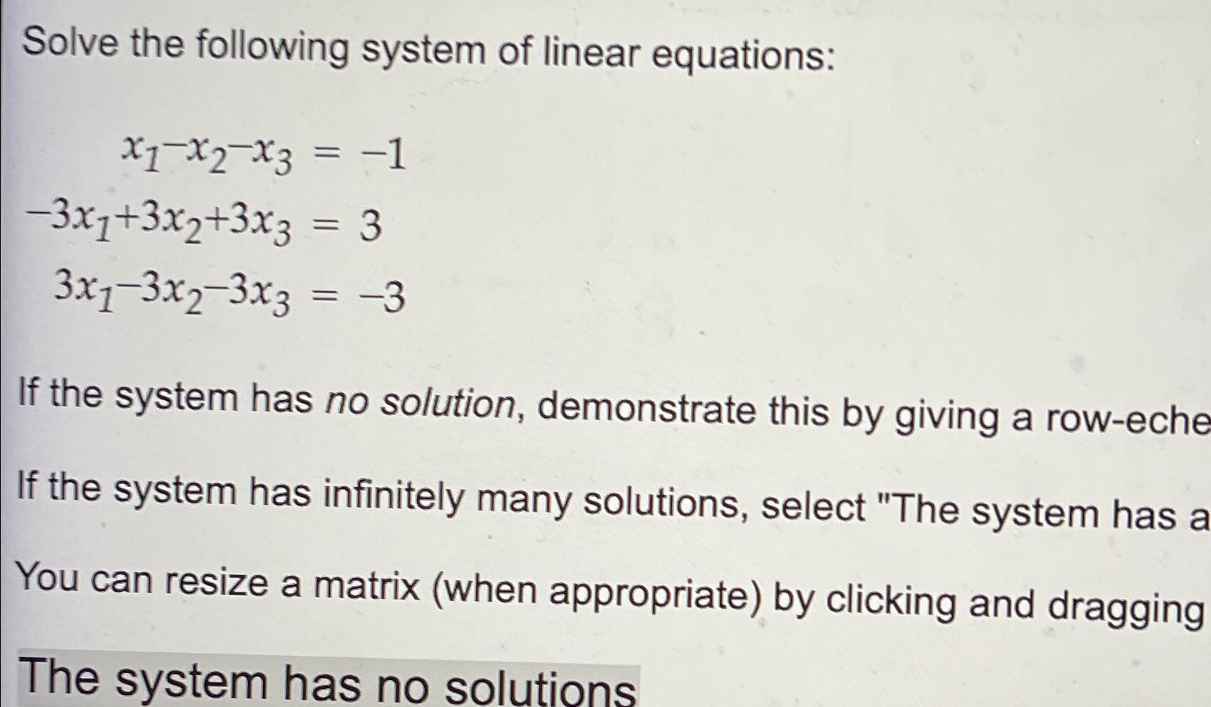 Solved Solve the following system of linear | Chegg.com