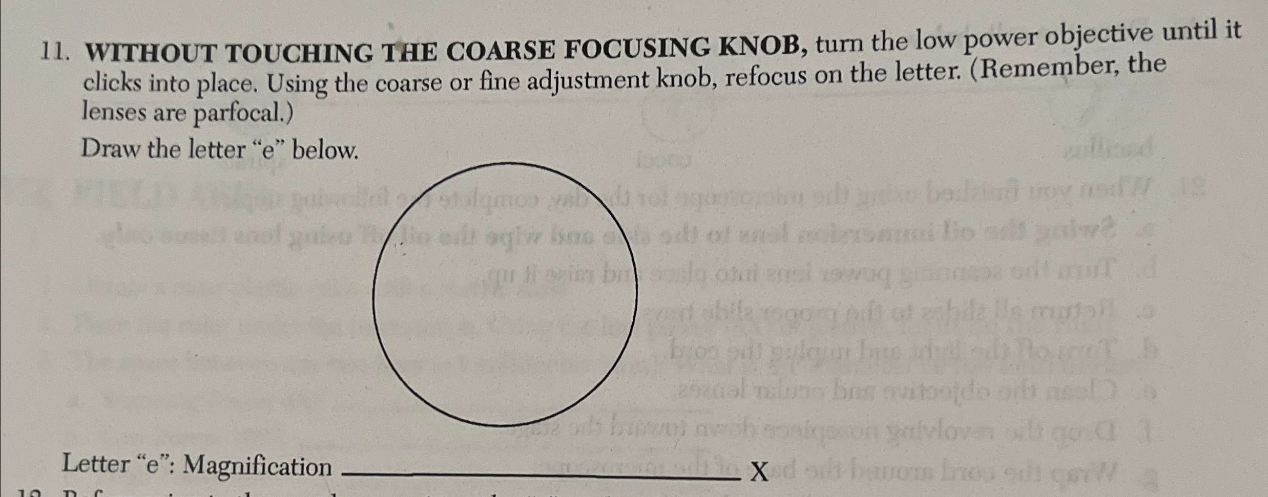 Solved WITHOUT TOUCHING THE COARSE FOCUSING KNOB, turn the | Chegg.com