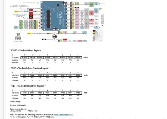 Write AVR code to control 8 LEDs connected to PD4-PD7 | Chegg.com