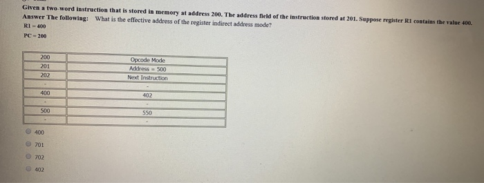 Solved Given a two word instruction that is stored in memory | Chegg.com