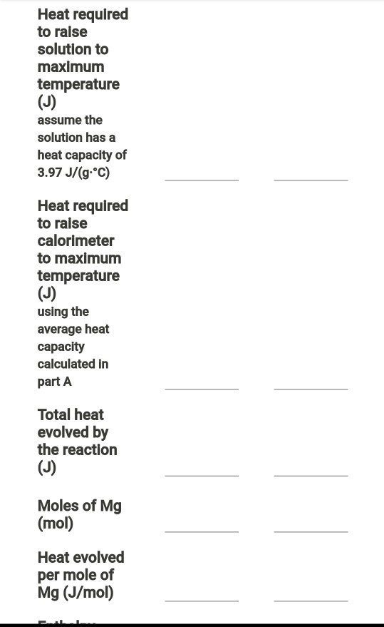 Solved (10pts) Part B: Determining the Enthalpy Change for | Chegg.com
