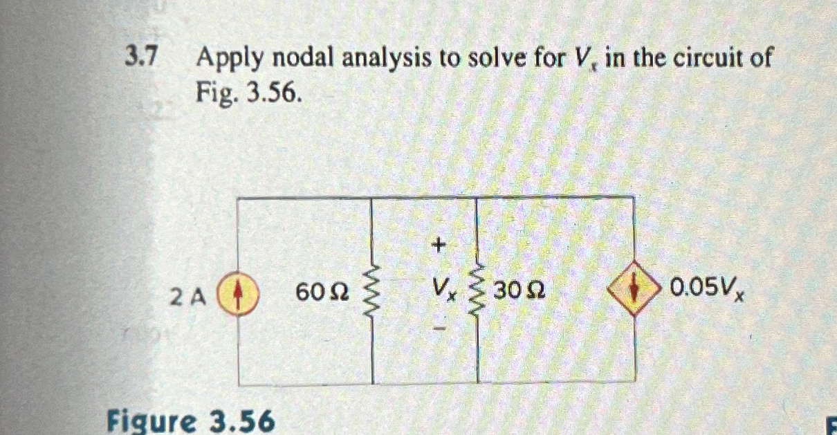 Solved 3.7 ﻿Apply nodal analysis to solve for Vx ﻿in the | Chegg.com