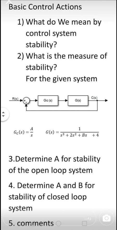 Solved Basic Control Actions 1) What do we mean by control | Chegg.com
