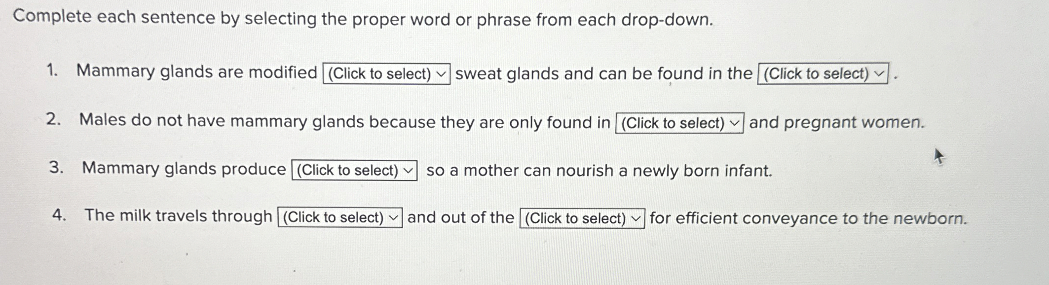 Solved Complete each sentence by selecting the proper word | Chegg.com