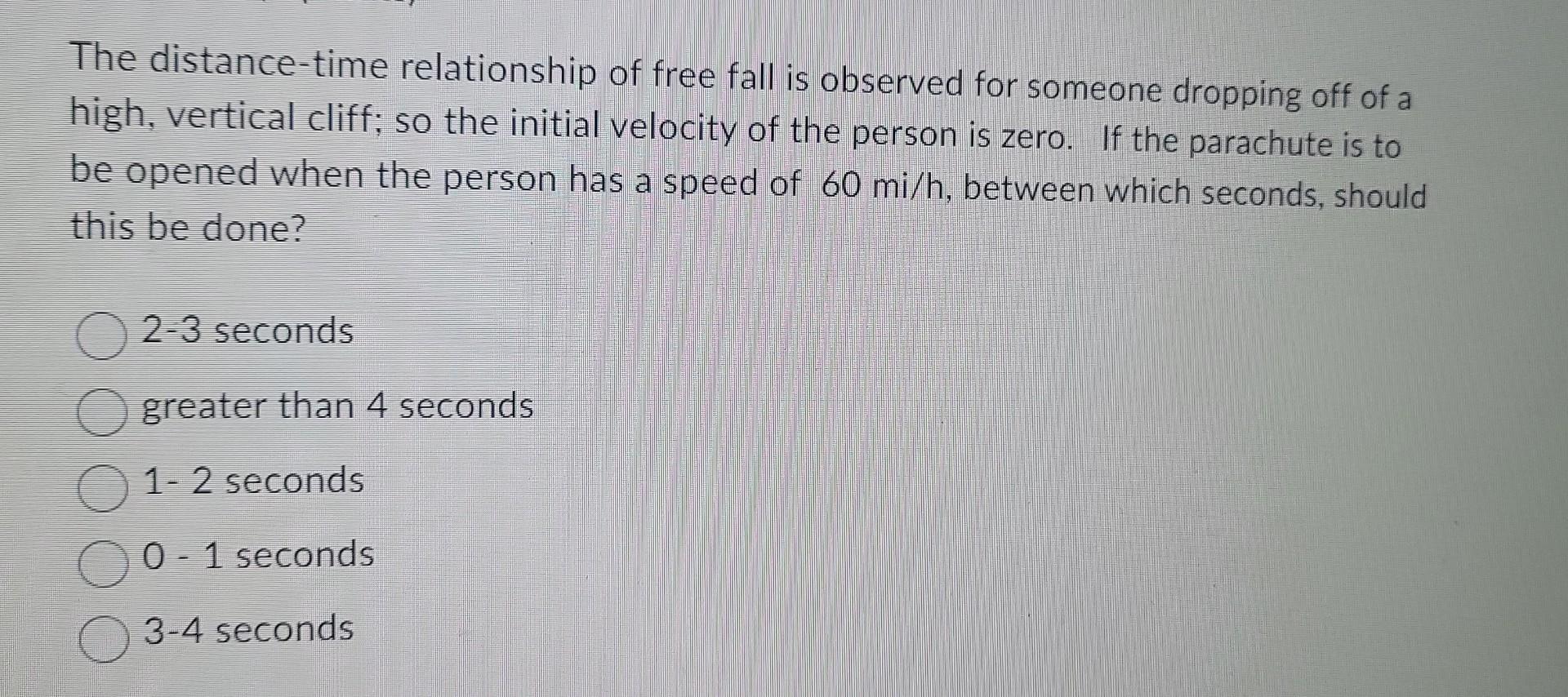 Solved The distance-time relationship of free fall is | Chegg.com