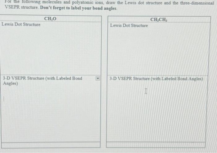 Solved For the following molecules and polyatomic ions, draw | Chegg.com