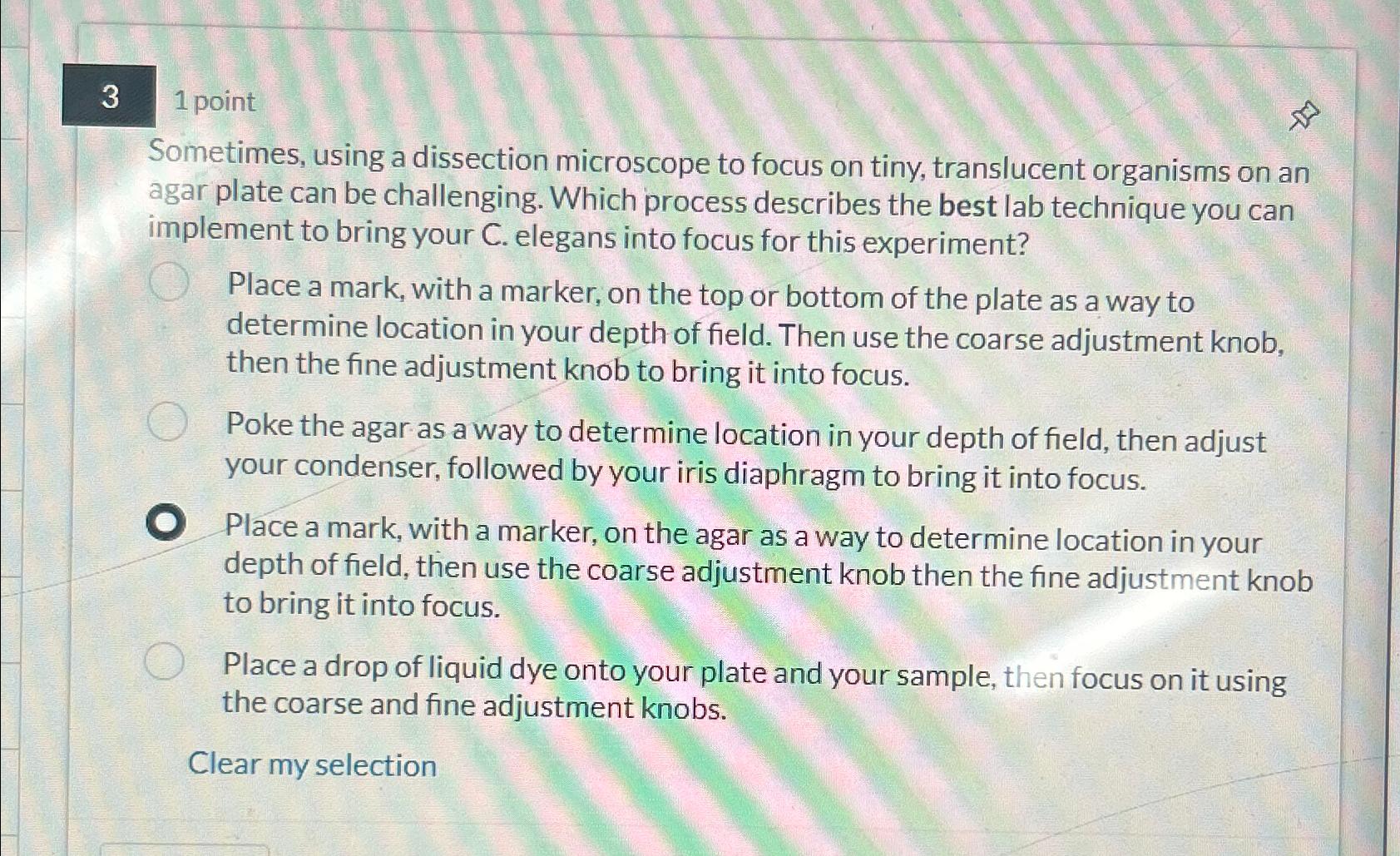 Solved 31 ﻿pointSometimes, using a dissection microscope to | Chegg.com