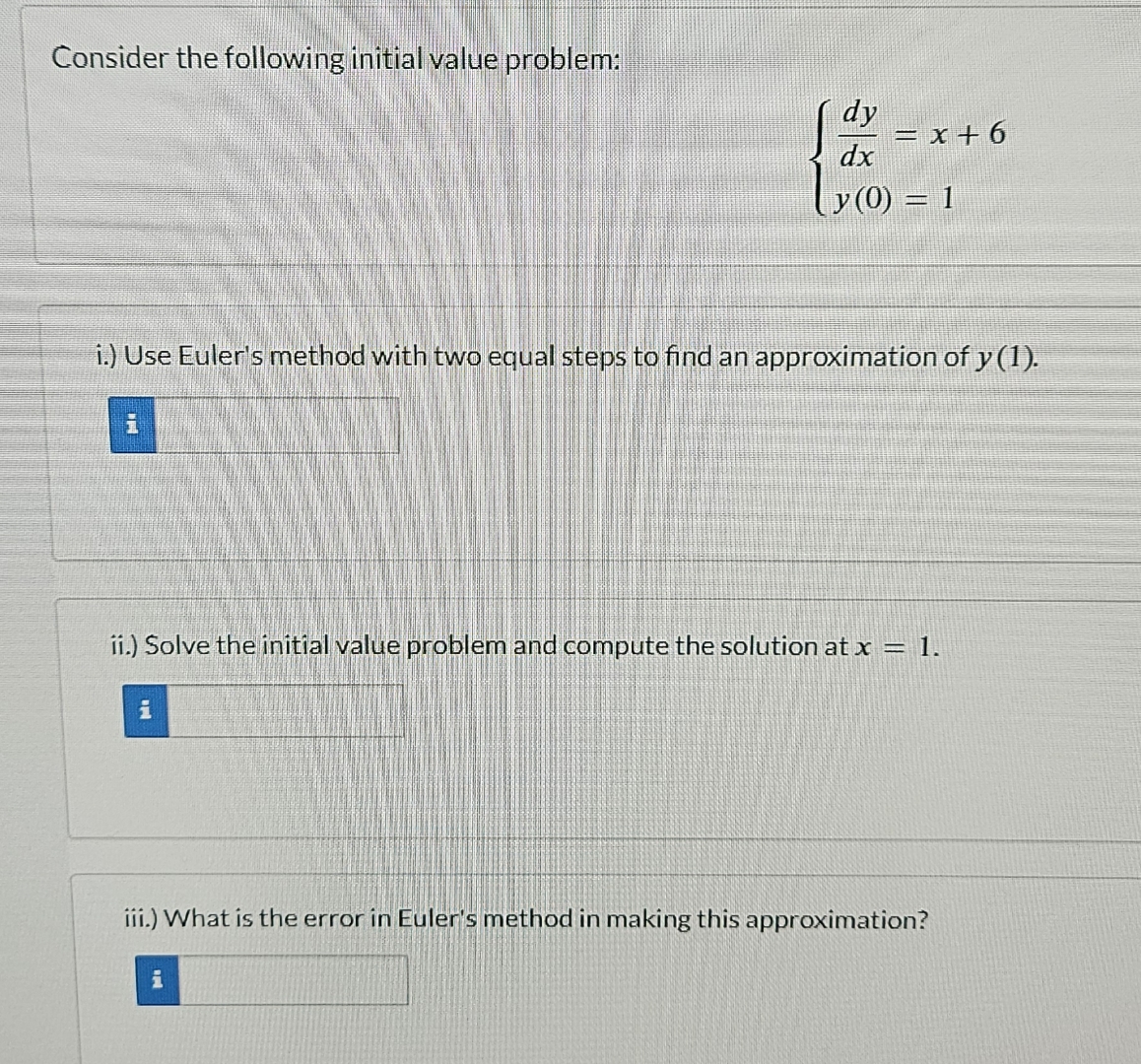 Solved Consider the following initial value | Chegg.com