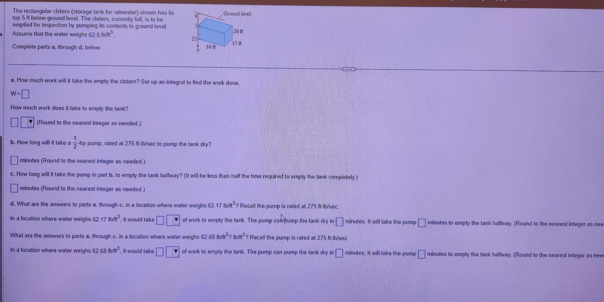 Solved The rectangular cistern (storage tank for rainwater) | Chegg.com