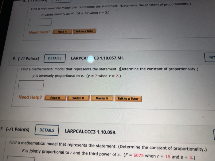 Solved Find a mathematical model that represents the | Chegg.com