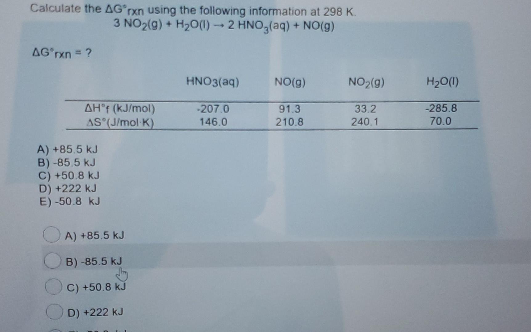 Solved Calculate the ΔG∘rxn using the following information | Chegg.com