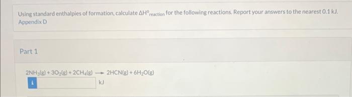 Solved Using standard enthalpies of formation, calculate ΔH∘ | Chegg.com
