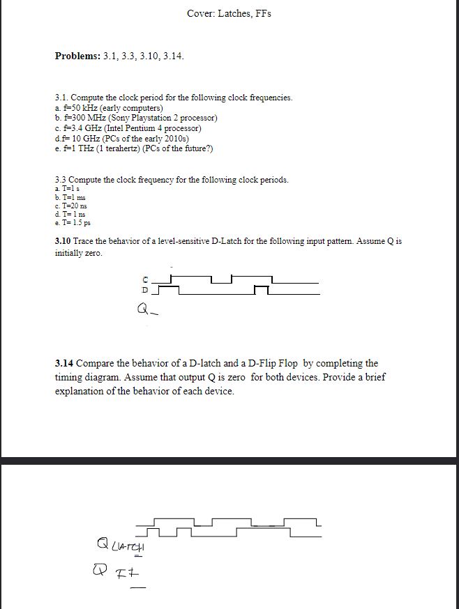 Solved Problems: 3.1,3.3,3.10,3.14.3.1. ﻿Compute the clock | Chegg.com