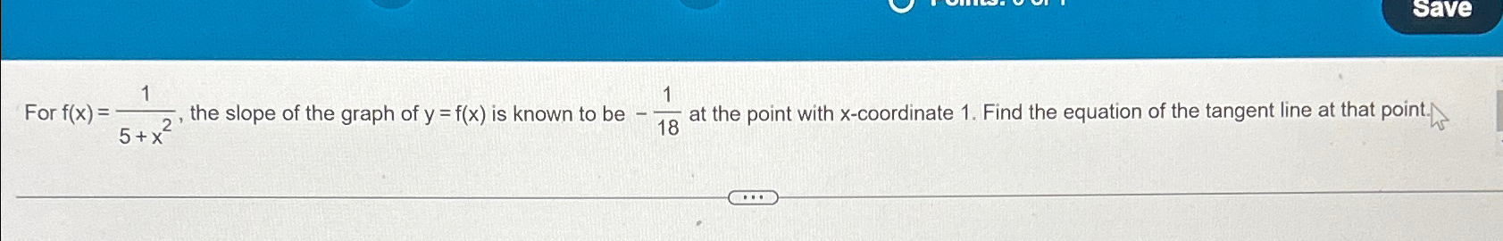 Solved For f(x)=15+x2, ﻿the slope of the graph of y=f(x) ﻿is | Chegg.com