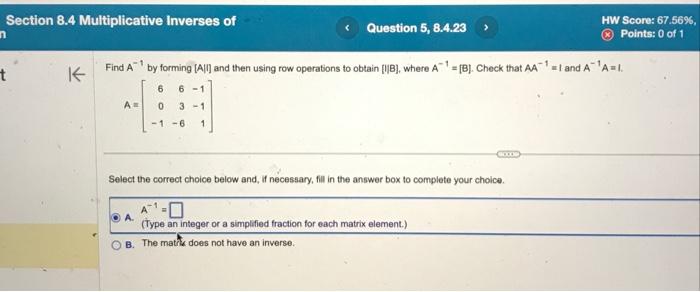 Solved Find A−1 by forming [A∥] and then using row | Chegg.com