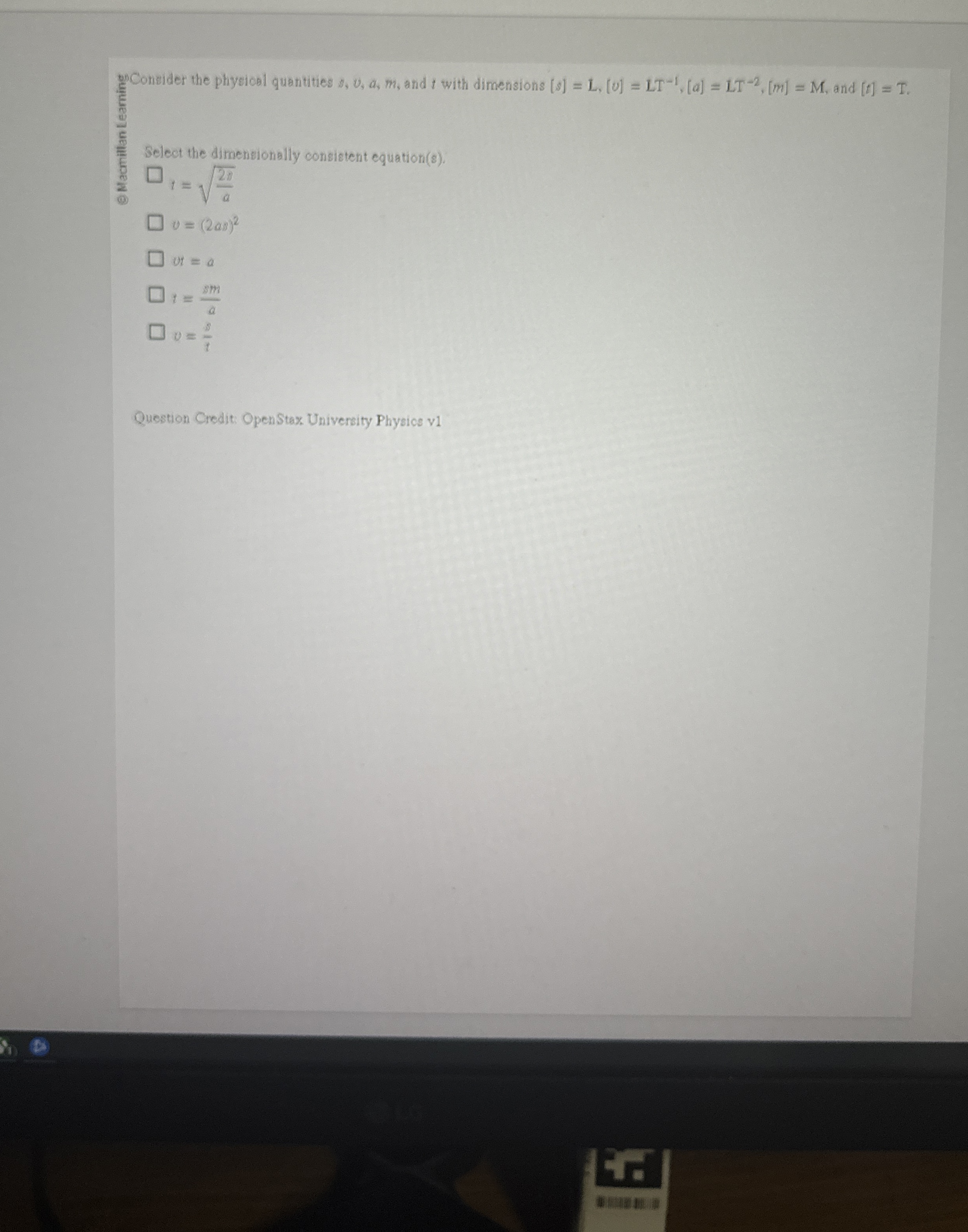 Solved Select the dimensionally consistent | Chegg.com