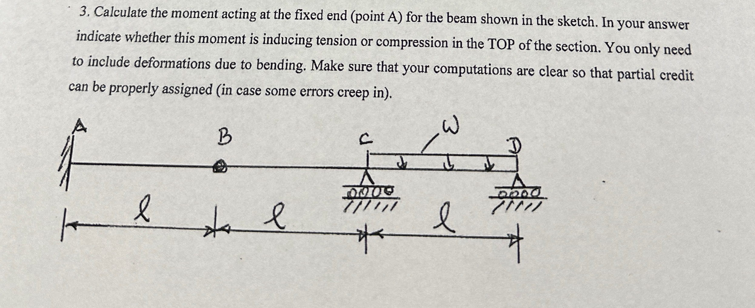 Solved Calculate the moment acting at the fixed end (point | Chegg.com
