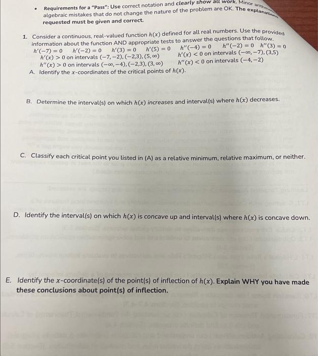 Solved - Requirements for a "Pass": Use correct notation and | Chegg.com