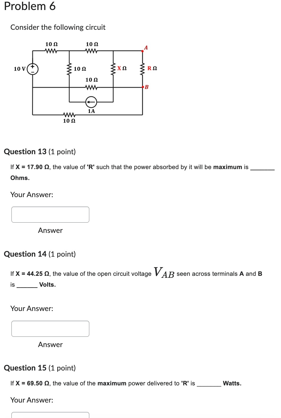 Solved Problem 6Consider the following circuitQuestion 13 (1 | Chegg.com