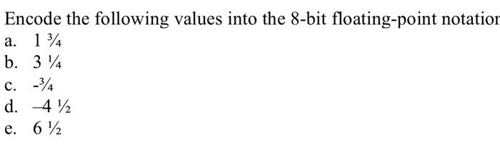 Solved Encode the following values into the 8-bit | Chegg.com