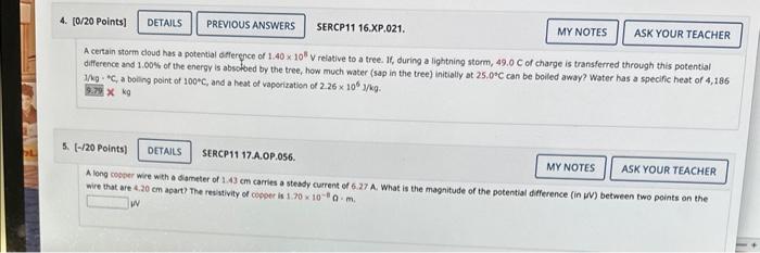Solved A certain storm cloud has a potential deference of | Chegg.com