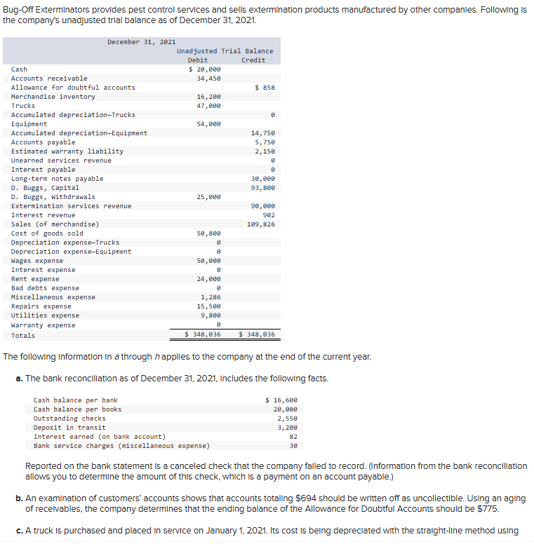 Solved Bug-Off Exterminators provides pest control services | Chegg.com