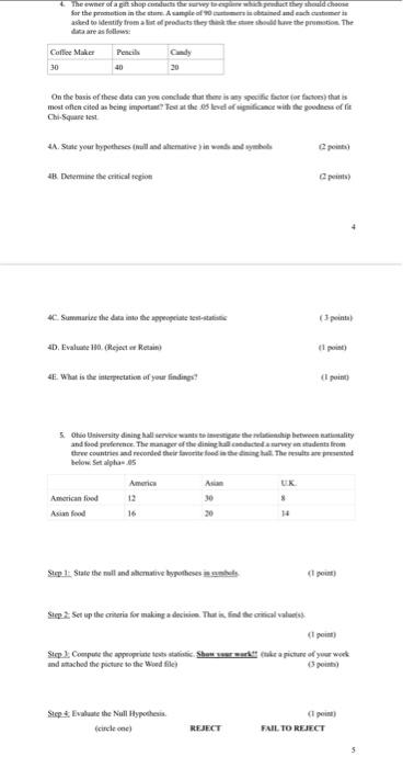 Solved Aca are as folline: ChilSqare test. 12 pointe) 4B. | Chegg.com