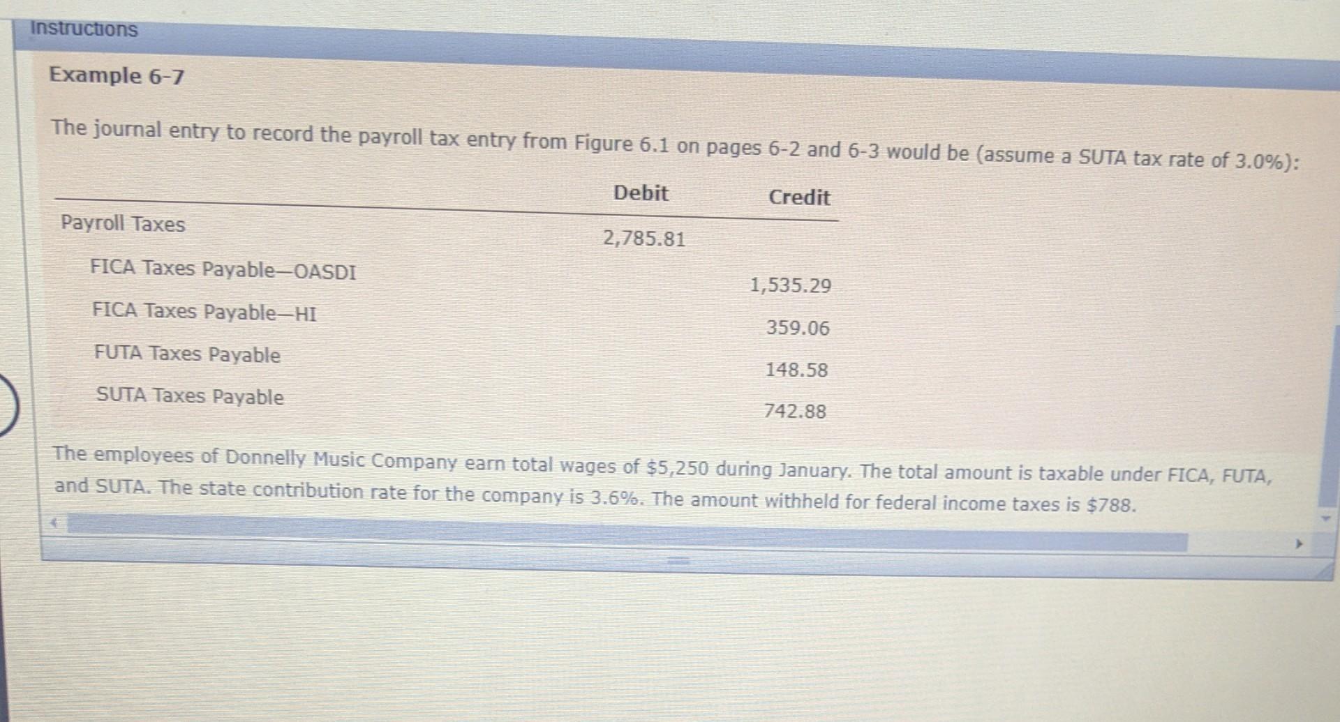 Solved Example 6-7 The journal entry to record the payroll | Chegg.com