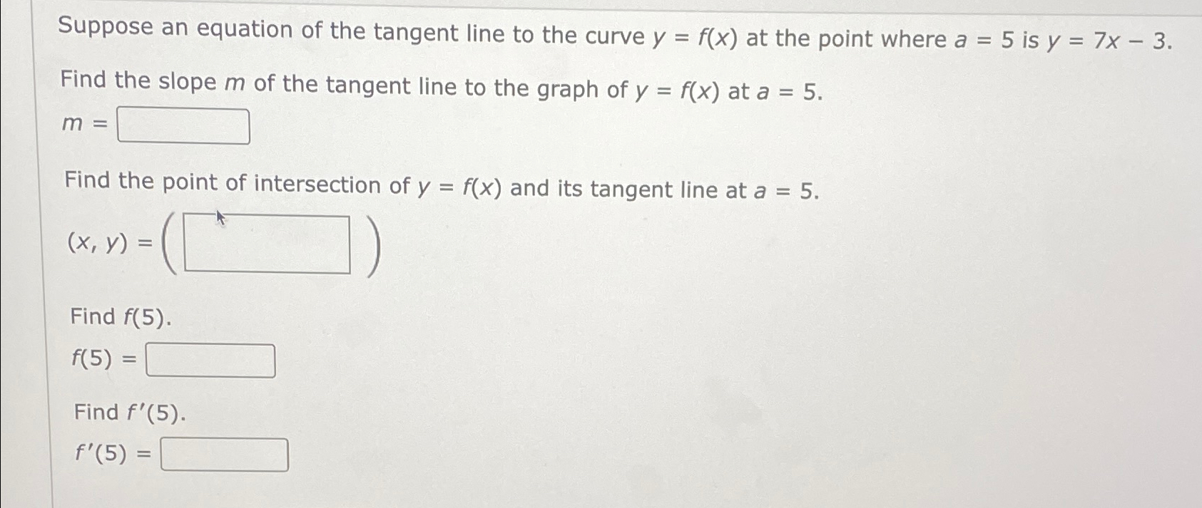 Solved Suppose an equation of the tangent line to the curve | Chegg.com