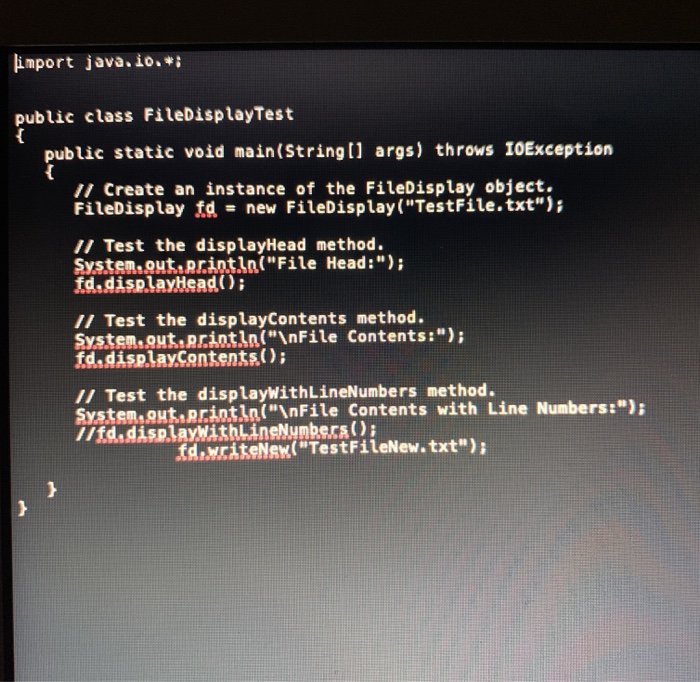 Solved Write a class name FileDisplay with the following | Chegg.com