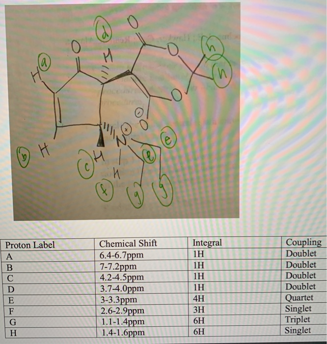 Solved Interpret the proton NMR spectrum by creating a table | Chegg.com