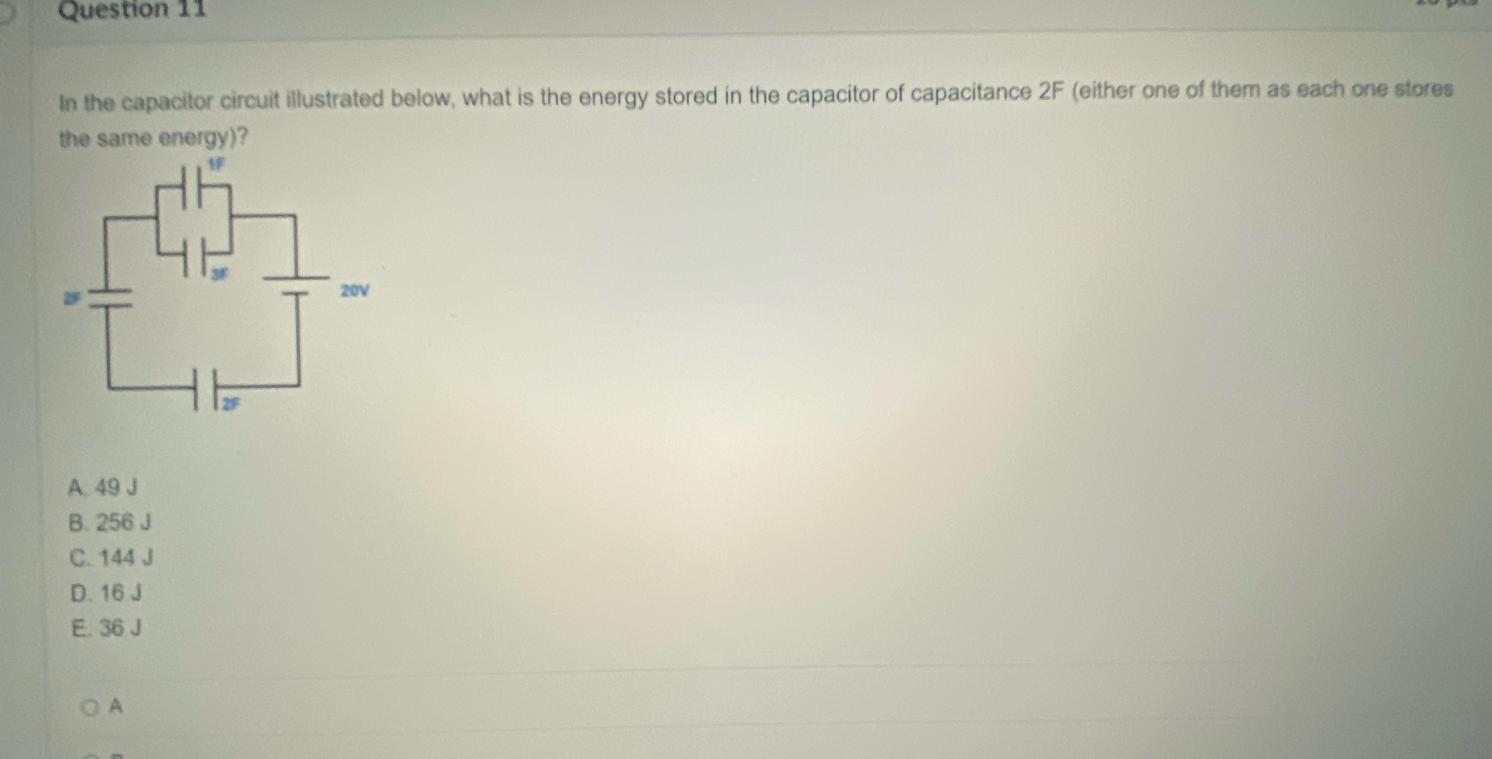 Solved Question 11In the capacitor circuit illustrated | Chegg.com