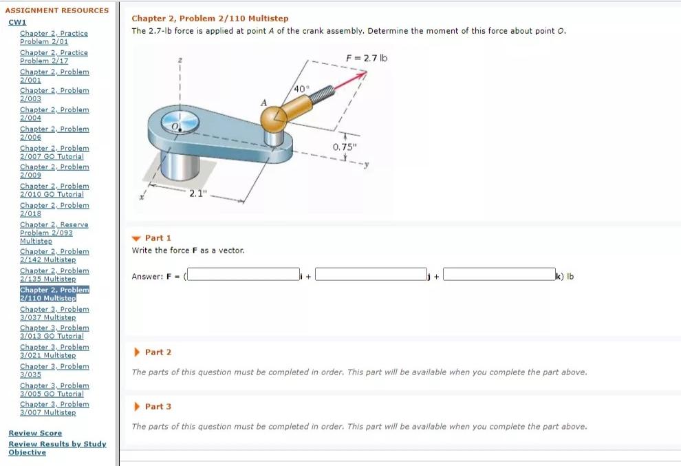 Solved Chapter 2, Problem 2/110 Multistep The 2.7-1b force | Chegg.com