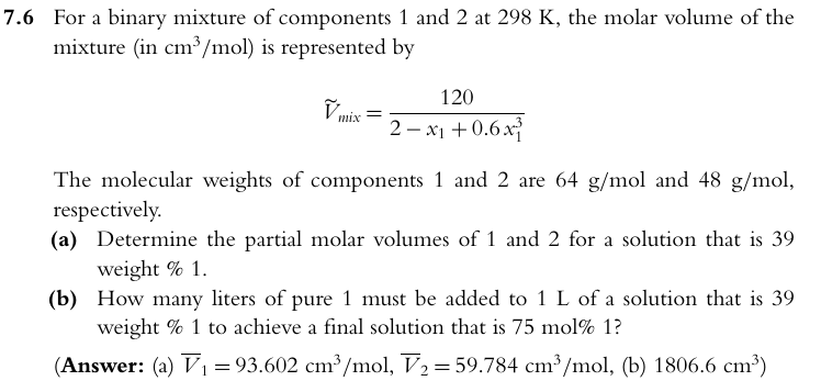 Solved cm3mol ﻿widetilde(V)mix=1202-x1+0.6x13The molecular | Chegg.com