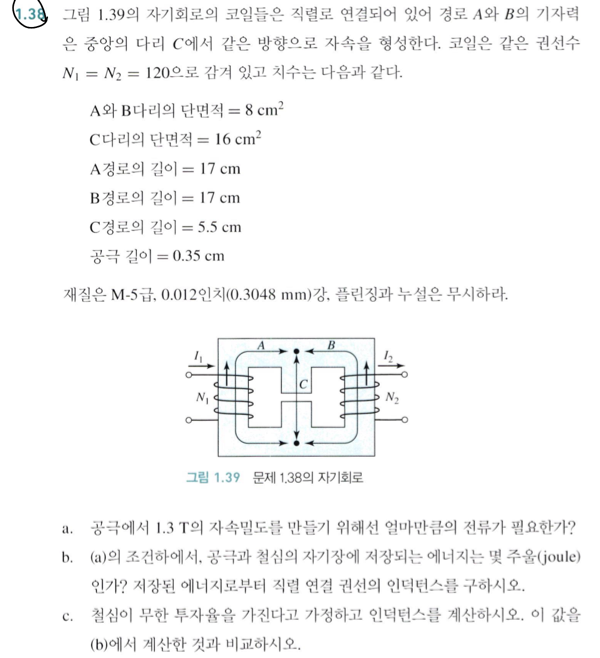 Figure 1.39 ﻿shows a transformer core that uses a | Chegg.com